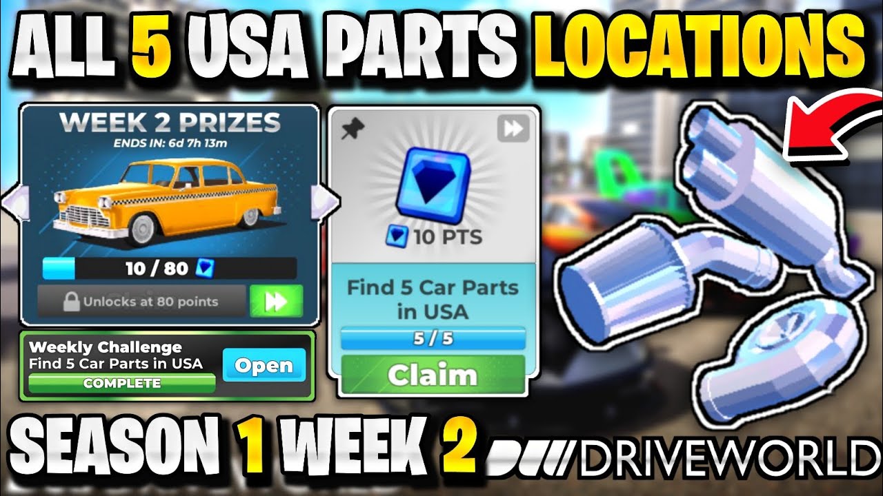 ALL 5 USA PARTS LOCATIONS IN DRIVE WORLD FOR SEASON 1 WEEK 2 QUEST ...