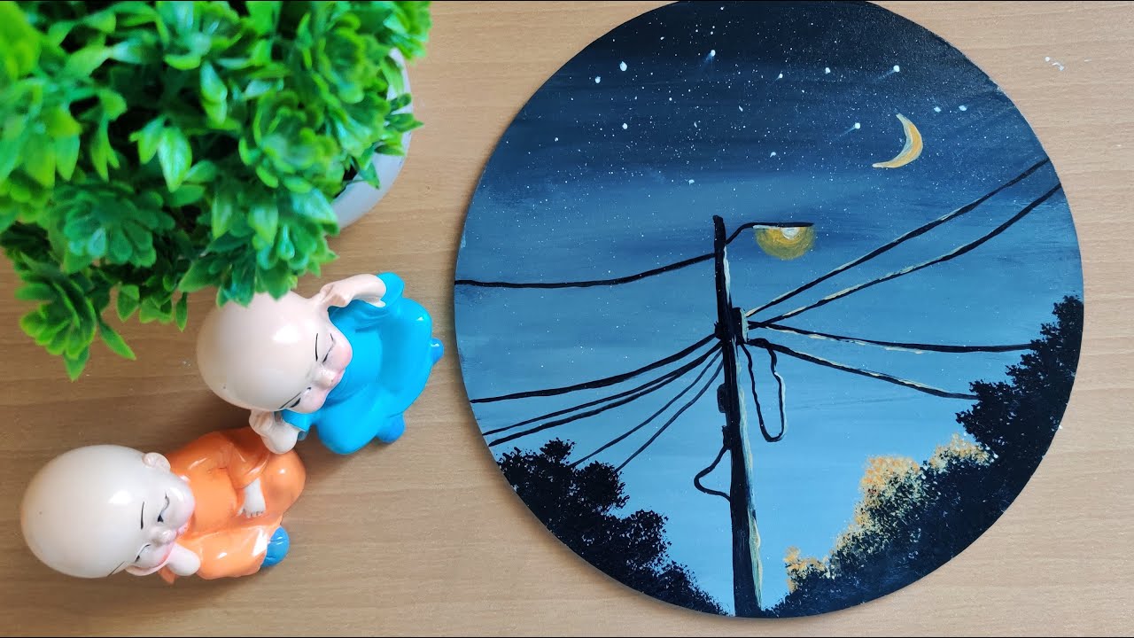 Black and White Acrylic Painting on Round MDF Board | Painting for ...