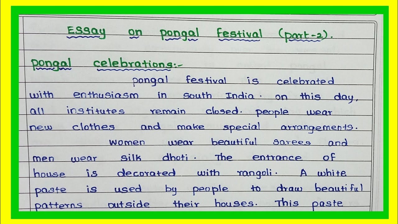 write an essay on Pongal festival in english (part-2) ll essay writing ...