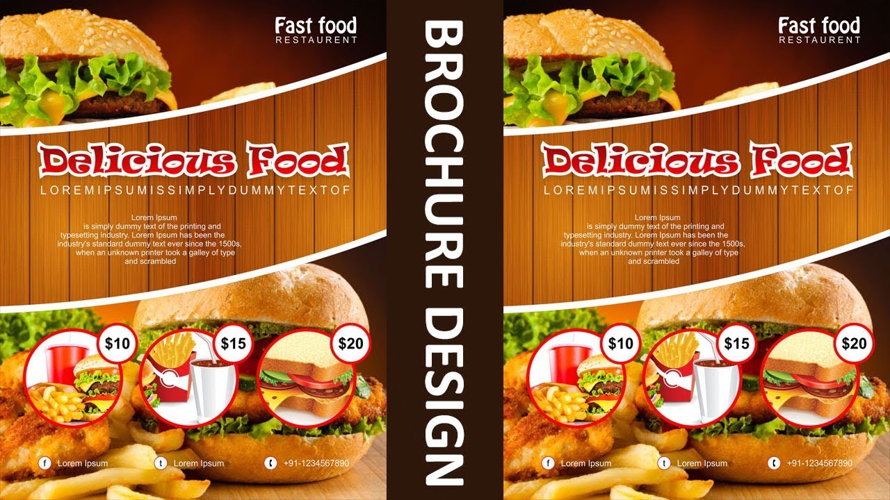 Fast Food Brochure Design CorelDraw X8 Tutorials in Hindi - YouTube