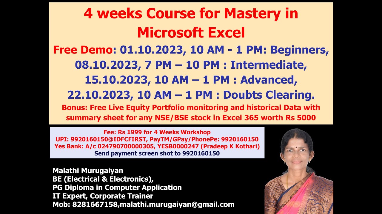 Demo workshop on Mastery in Microsoft Excel - YouTube