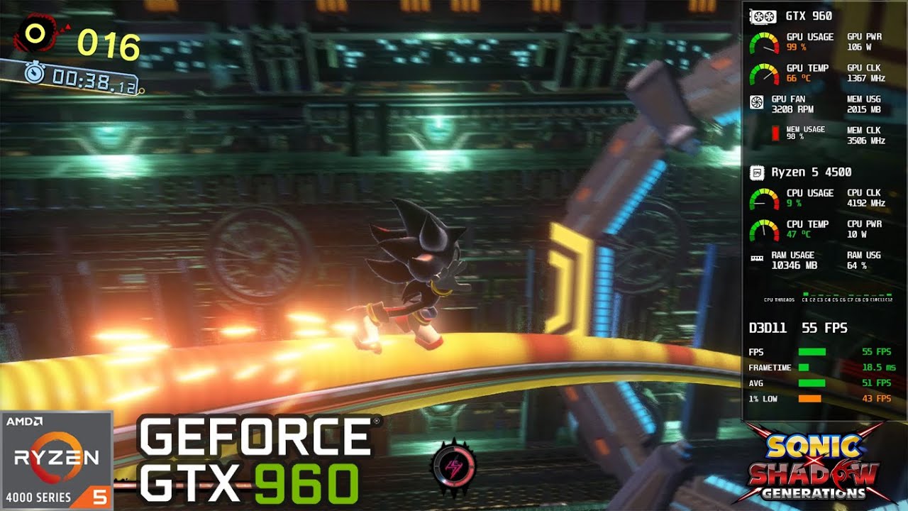 SONIC X SHADOW GENERATIONS | GTX 960 2GB - YouTube