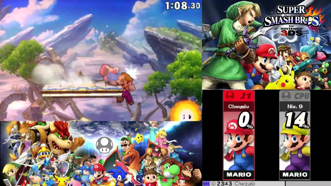 SSB3DS - Chequio (Mario) vs CPU LvL 9 (Mario Amarillo) - DEMO - YouTube