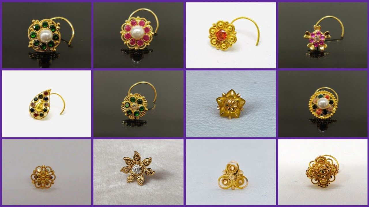22k Beautiful Gold Nose Pin Collection 2025 | Women Daily Wear Gold ...