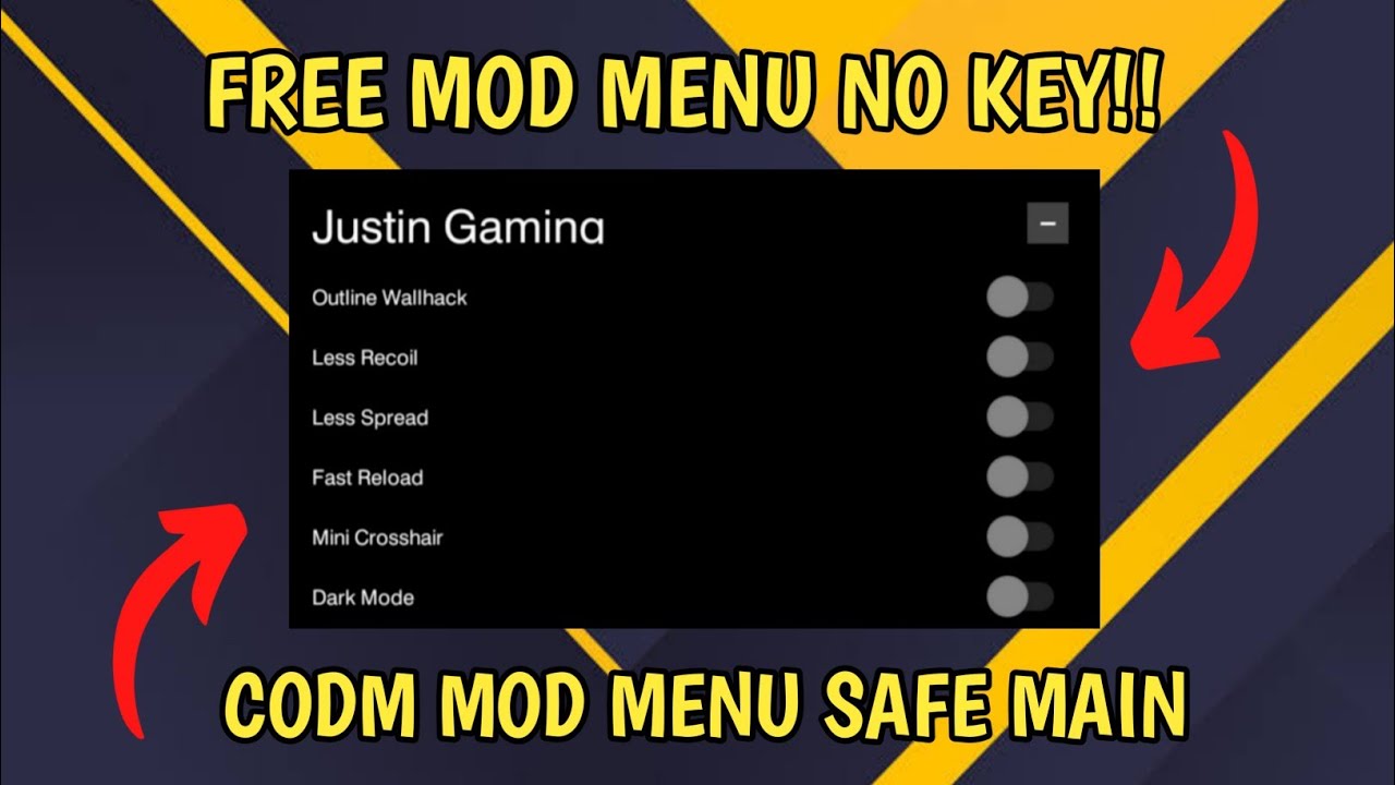 CODM FREE MOD MENU NO KEY BY JUSTIN GAMING | SAFE MAIN ADJUSTABLE ...