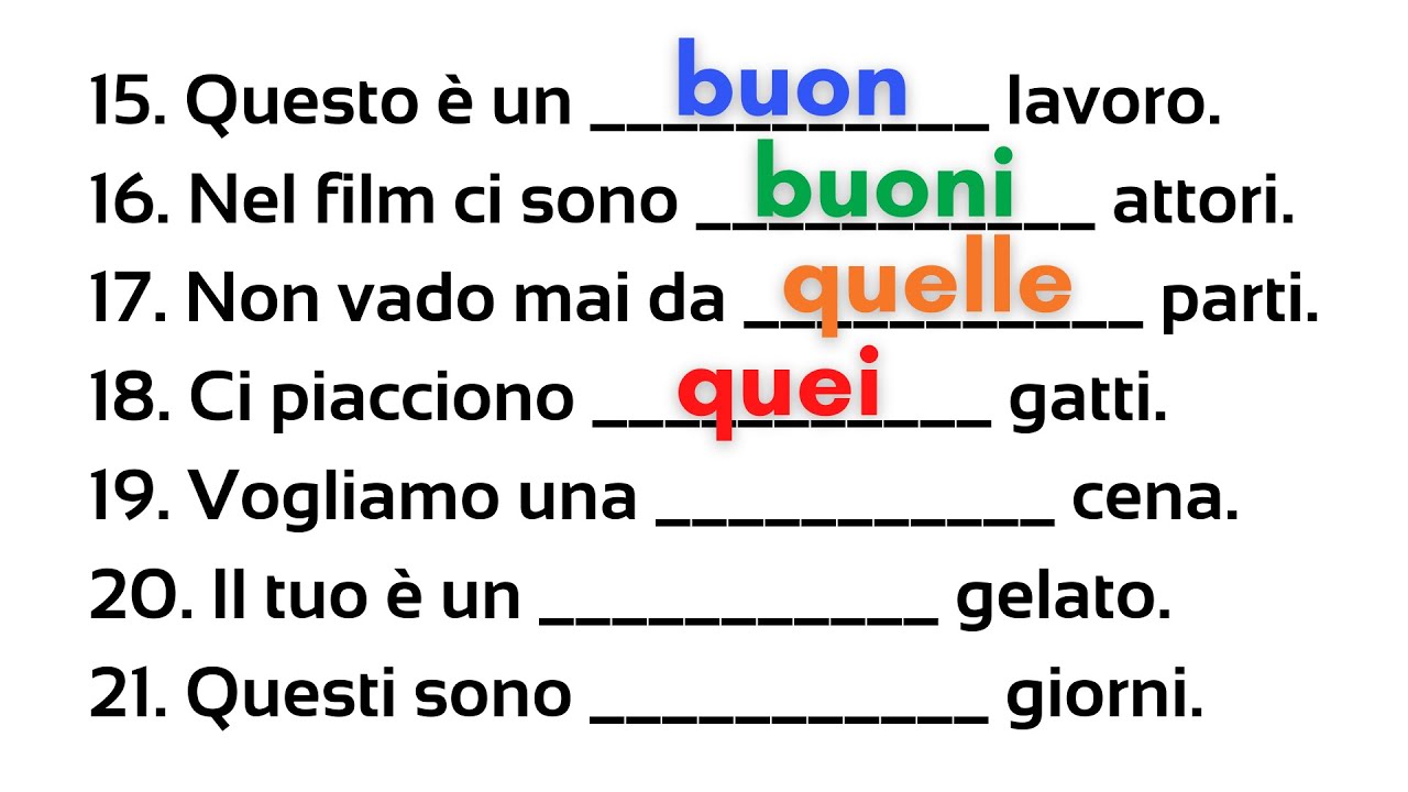Italian how to use prepositions, adverbs and adjectives | Exercises ...