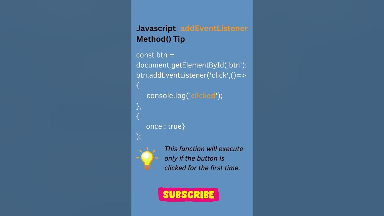 How To Use Addeventlistener Method Tip Youtube
