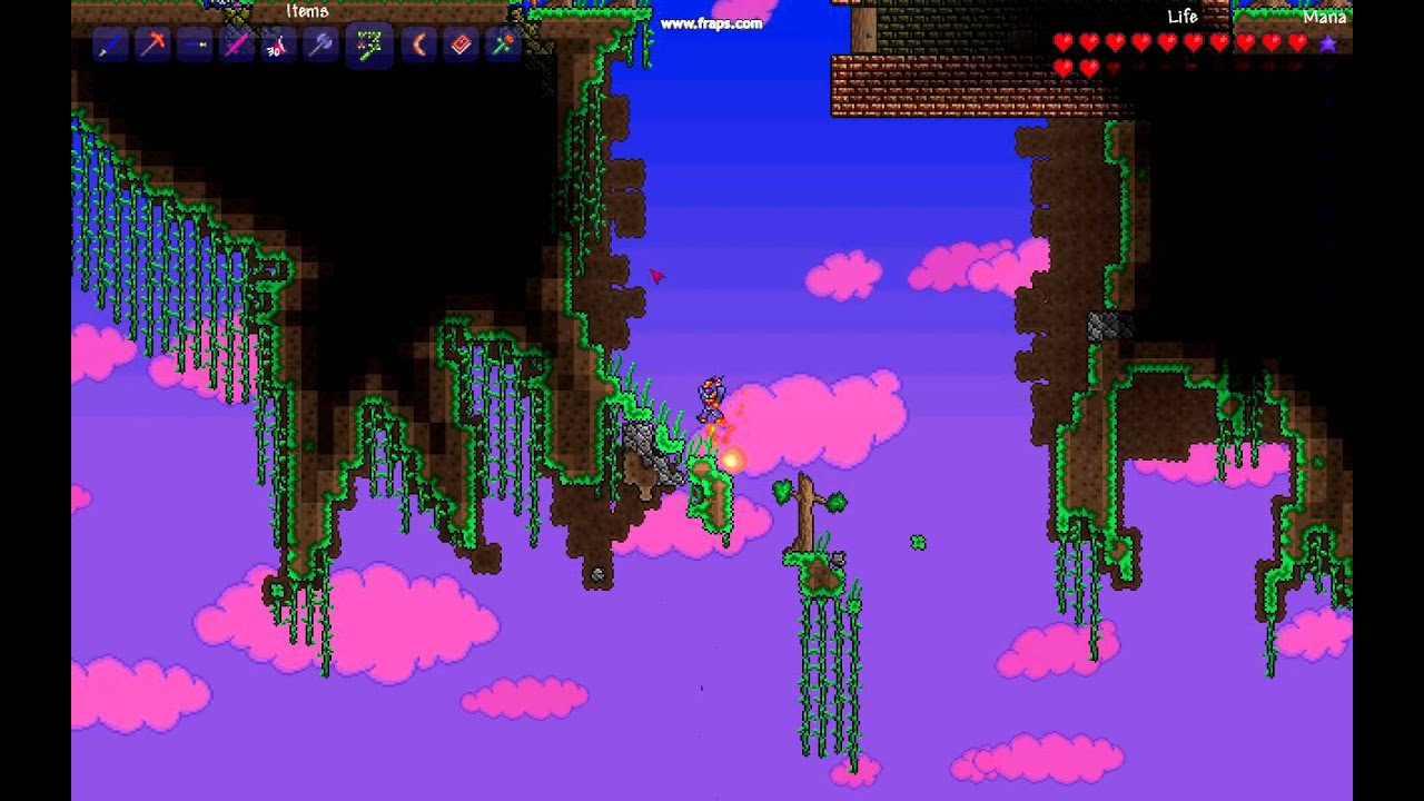 Terraria- Floating Island with Hanging House - YouTube