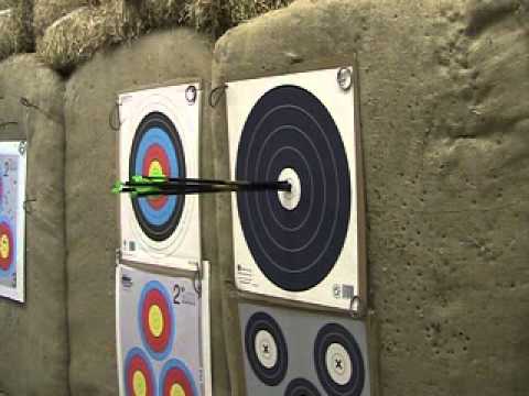 Blue face single spot archery target at Cascadian Bowmen - YouTube