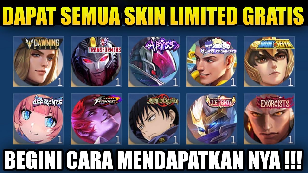 TUTORIAL DAPAT SEMUA SKIN LIMITED DAN COLLAB MLBB SECARA GRATIS! SERTA ...