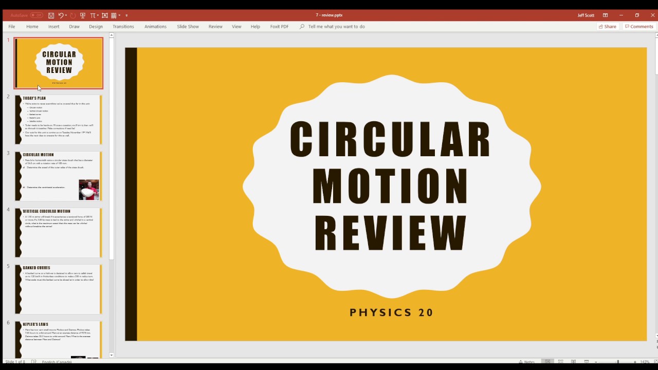 Physics 20 - Circular Motion Review (Work, Energy, Circular Motion ...
