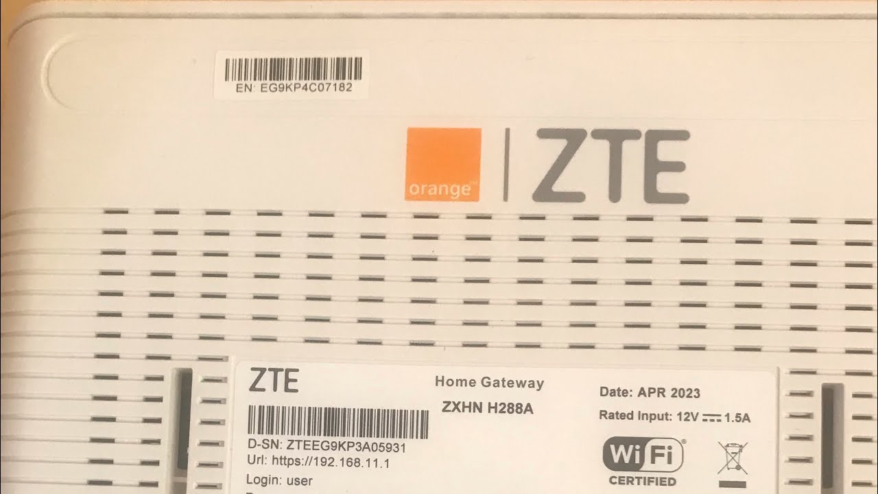 اسم المستخدم وكلمة المرور راوتر اورونج H288A ZTE - YouTube