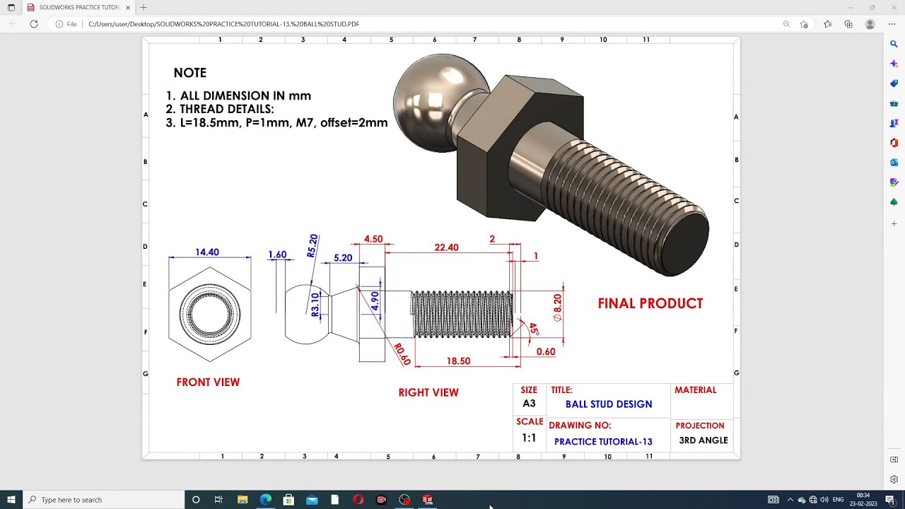 SOLIDWORKS PRACTICE FOR BEGINNER STUDENTS LECTURE-22 - YouTube