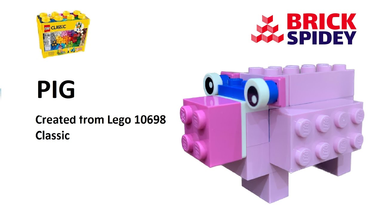 Pig. Farm animal. Created from Lego 10698 Classic - YouTube