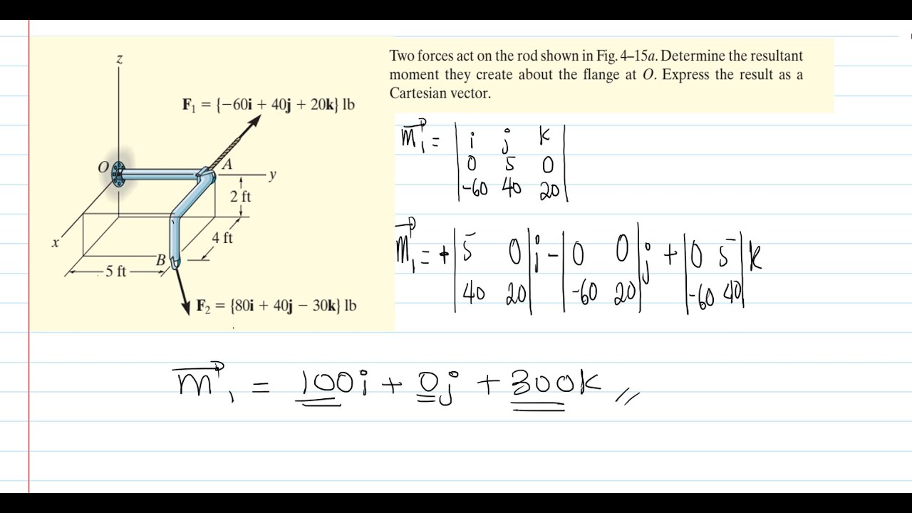 Moment of force 3D; problem 1 - YouTube