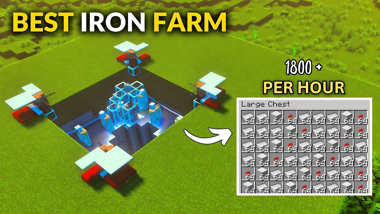 Minecraft BEST Iron Farm 1.21 | Iron Farm Tutorial - 1800+ Per/h - YouTube