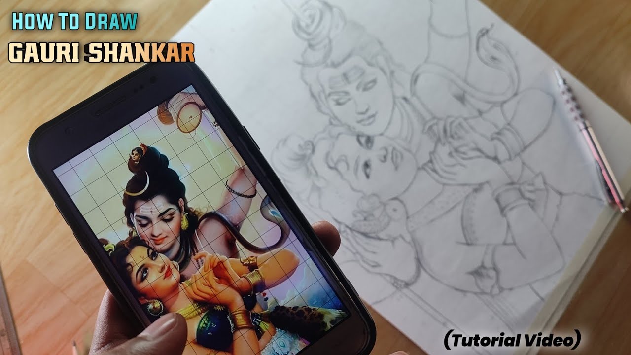 Gauri Shankar || Outline Drawing || Tutorial Video || #shiv #gaurishankar #kishanguptaarts - YouTube