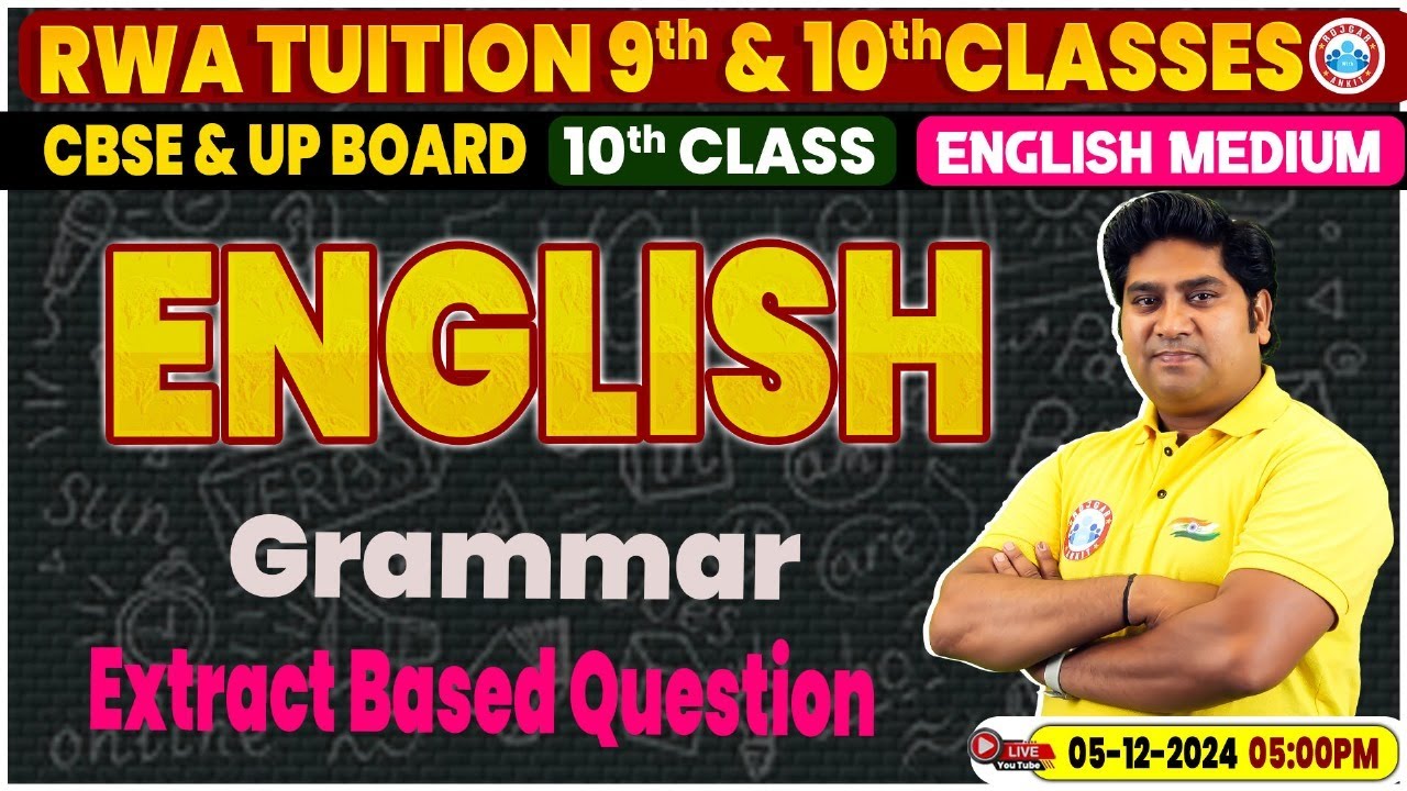Class 10 English Grammar | Extract Based Questions | 10th English ...