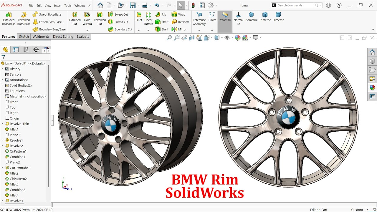 SolidWorks Tutorial for beginners-BMW Rim Modeling - YouTube