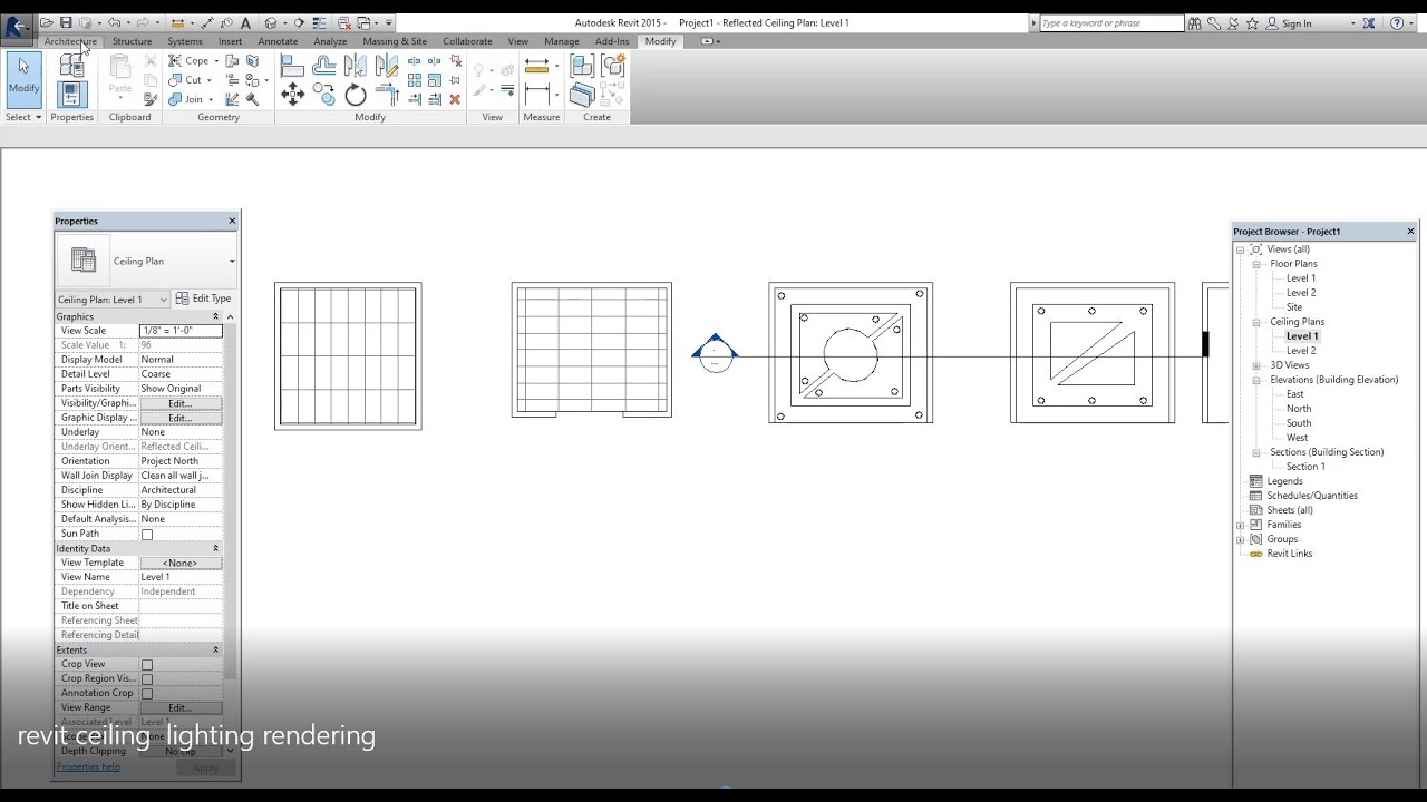 revit ceiling lighting rendering - YouTube