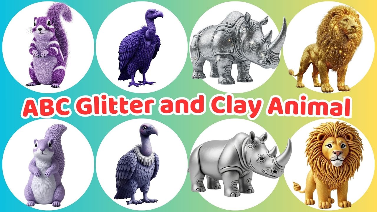 ABC Safari Color Animals Song 🦁 Magic Glitter Clay Animals & ABC Sounds ...