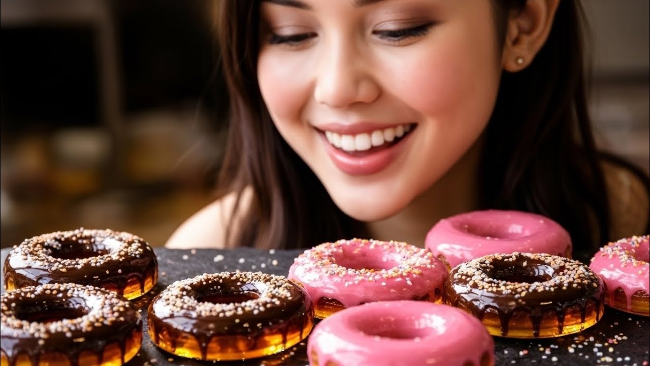 Making And Enjoying Glass Donuts 🍩 😋 #Mukbang #glassfood - YouTube
