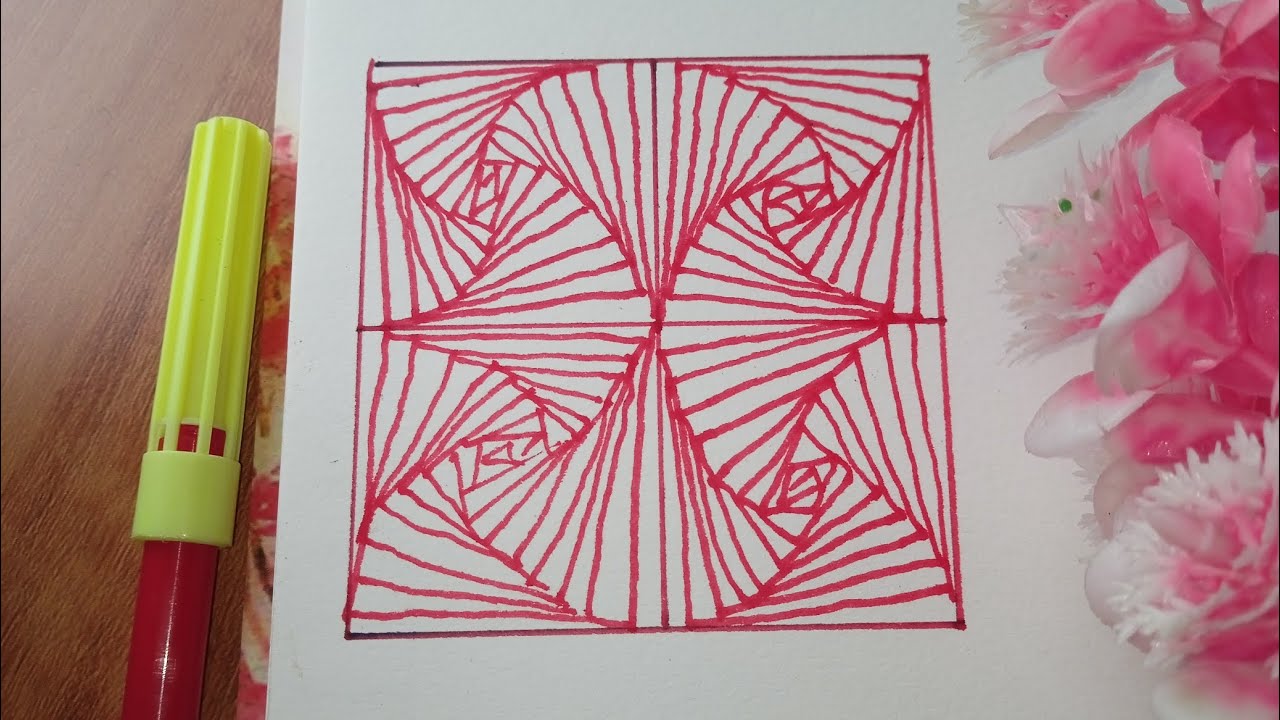 Square spiral drawing || Geometrical square drawing - YouTube