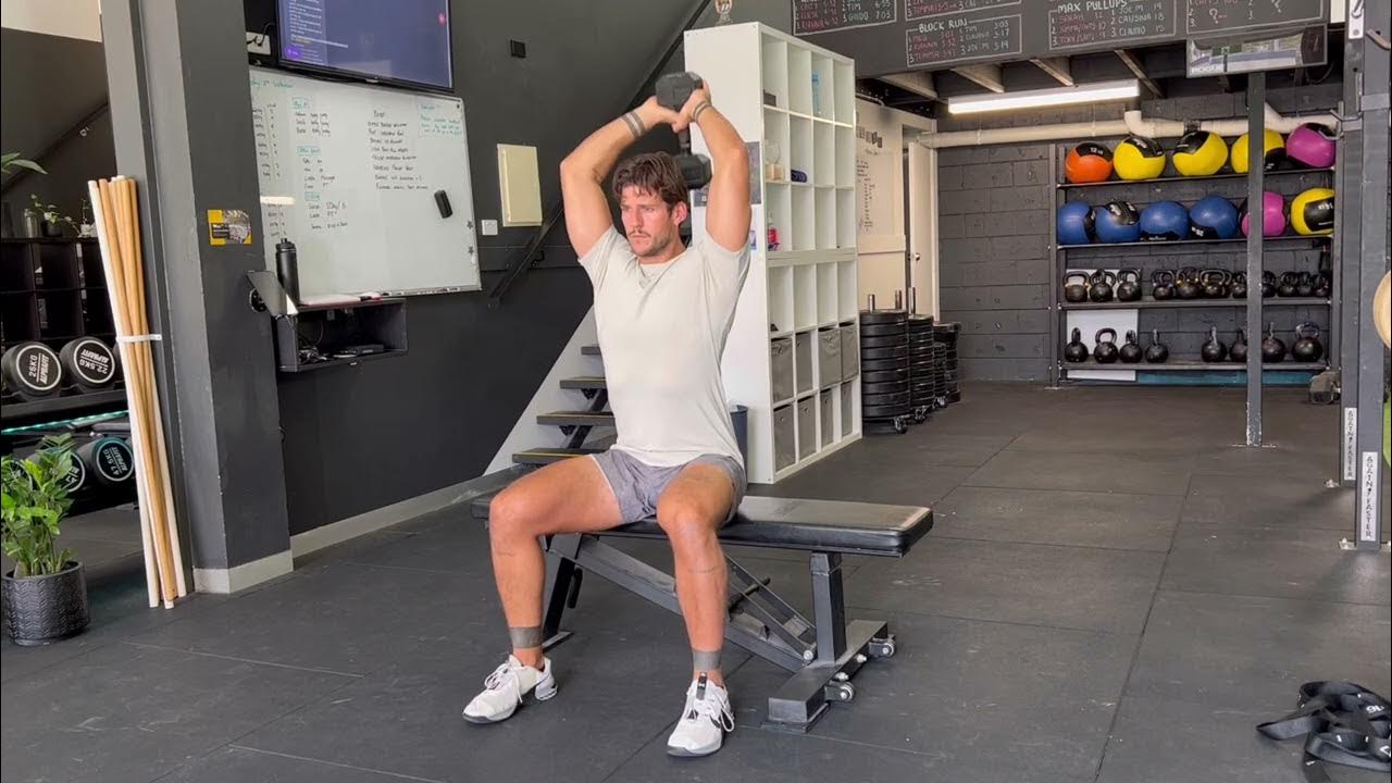 Dumbbell Seated Overhead Tricep Extension - YouTube