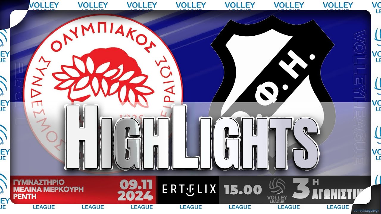 Highlights | Ολυμπιακός Σ.Φ.Π. - Ο.Φ.Η. | 3η αγ| 3-0 σετ| VOLLEY LEAGUE ...