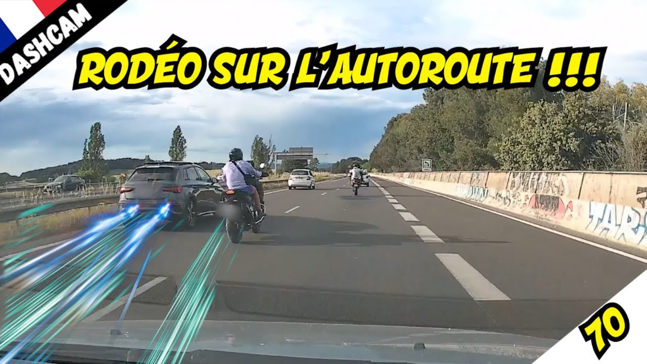 RODÉO SUR L'AUTOROUTE !!! CONVOI DE FOUS FURIEUX AVEC 2 MOTOS ET 1 AUDI ...