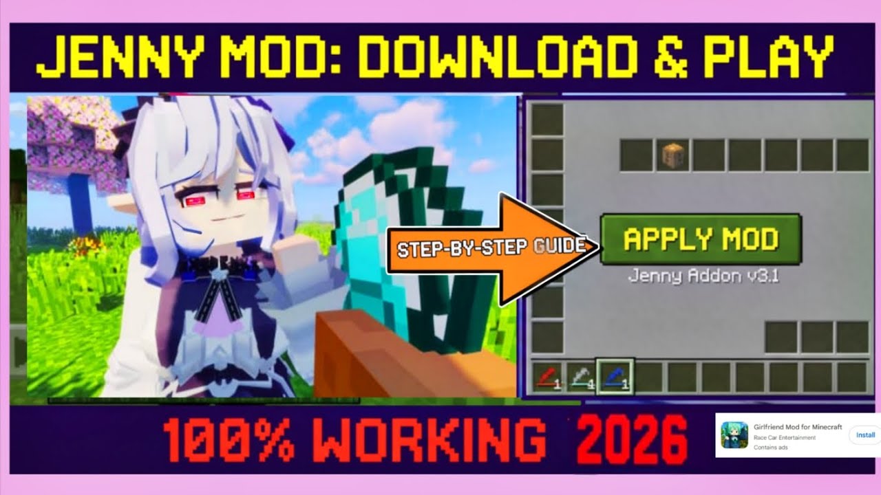 Minecraft PE Jenny Mod: Download & Install Step-by-Step (100% Working ...
