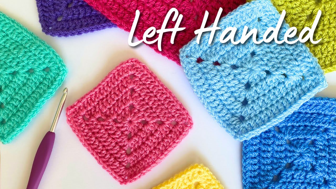[Left Handed] Solid Granny Square Crochet Tutorial - YouTube