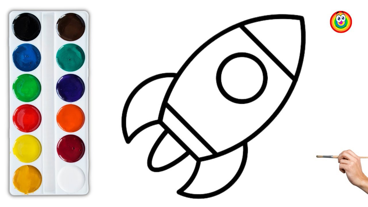 Rocket Drawing | Coloring for Kids & Toddlers | How To Draw, Easy ...