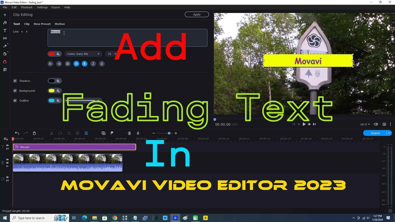 Add Fading Text In Movavi Video Editor 2023 - YouTube