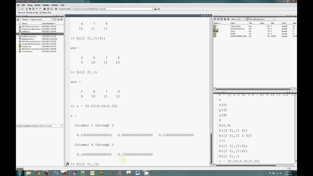GSBmE MATLAB Introduction: (2) Variables, matrices and operators - YouTube
