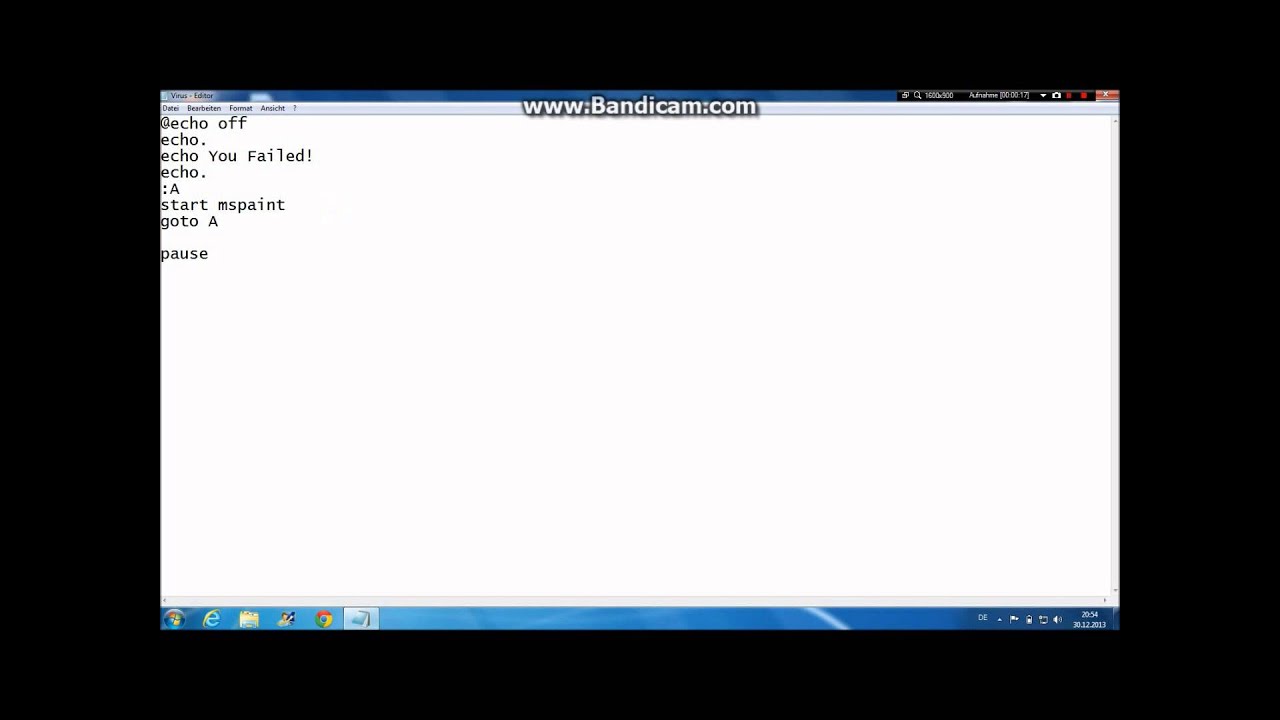 Einfachen Virus programmieren (Bat-Datei) - YouTube