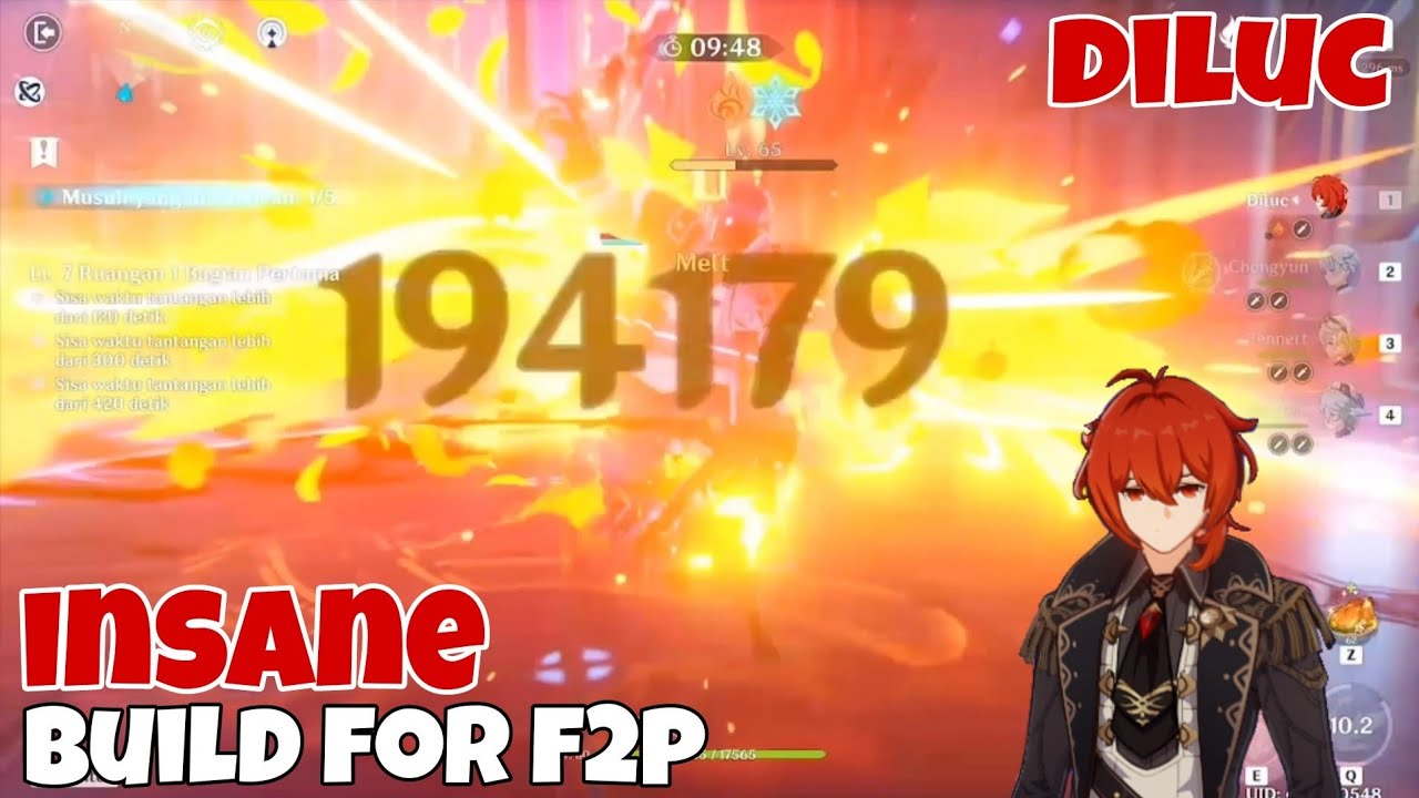 [ 194k Crit ] Insane Diluc build for F2P 1 shots - YouTube