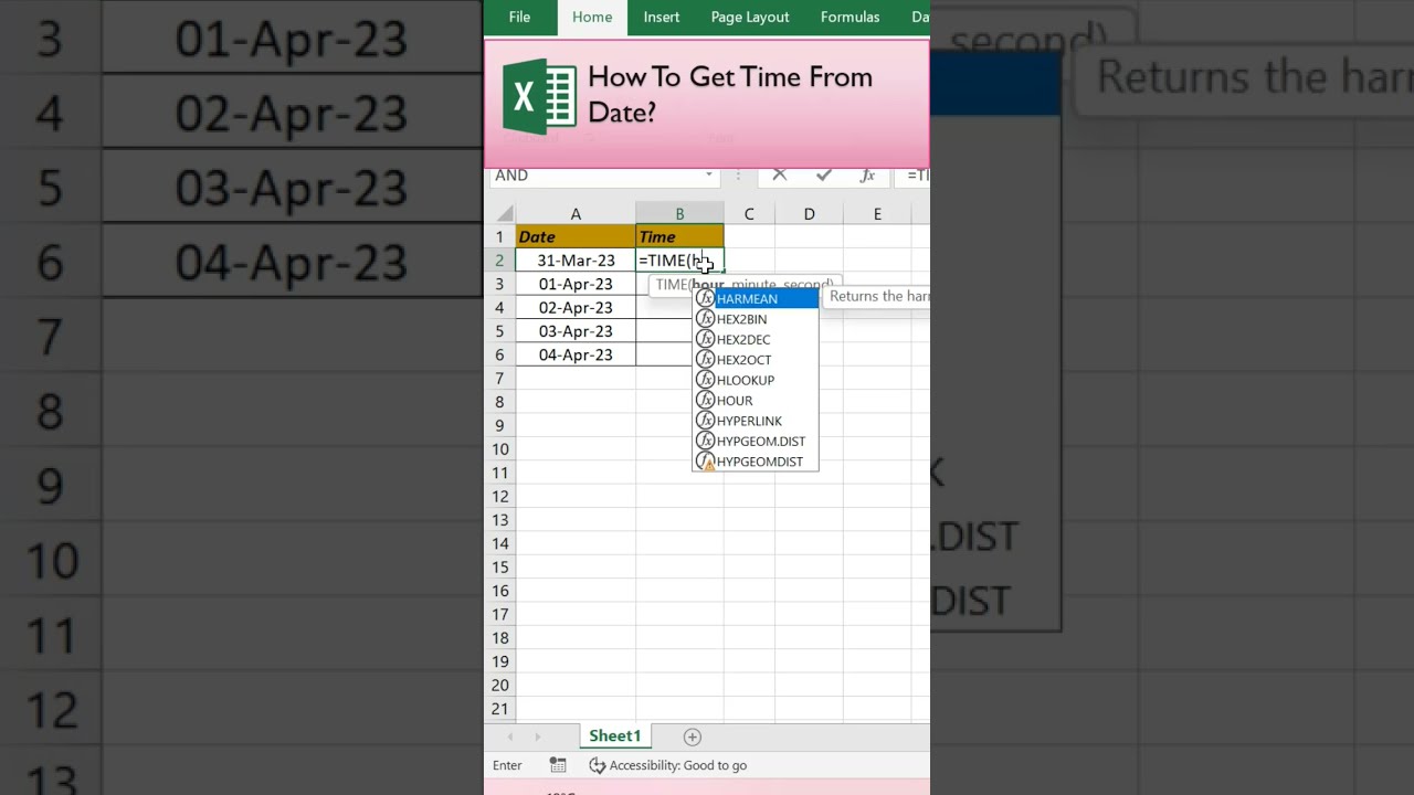 Get Time From Date shorts excel advancedexcel viralshorts learn Get Time From Date shorts excel advancedexcel viralshorts learn