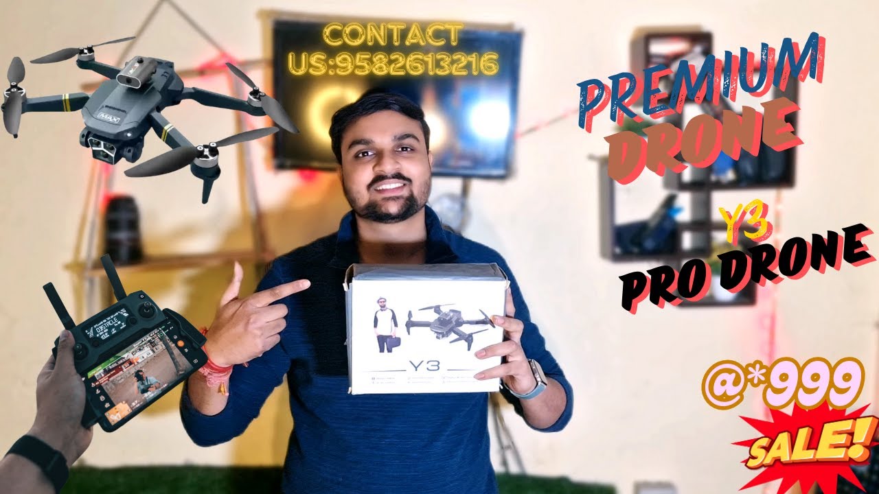 Y3 PRO Foldable 4k Camera Drone ||Indoor Test Brushless Motor Remote ...