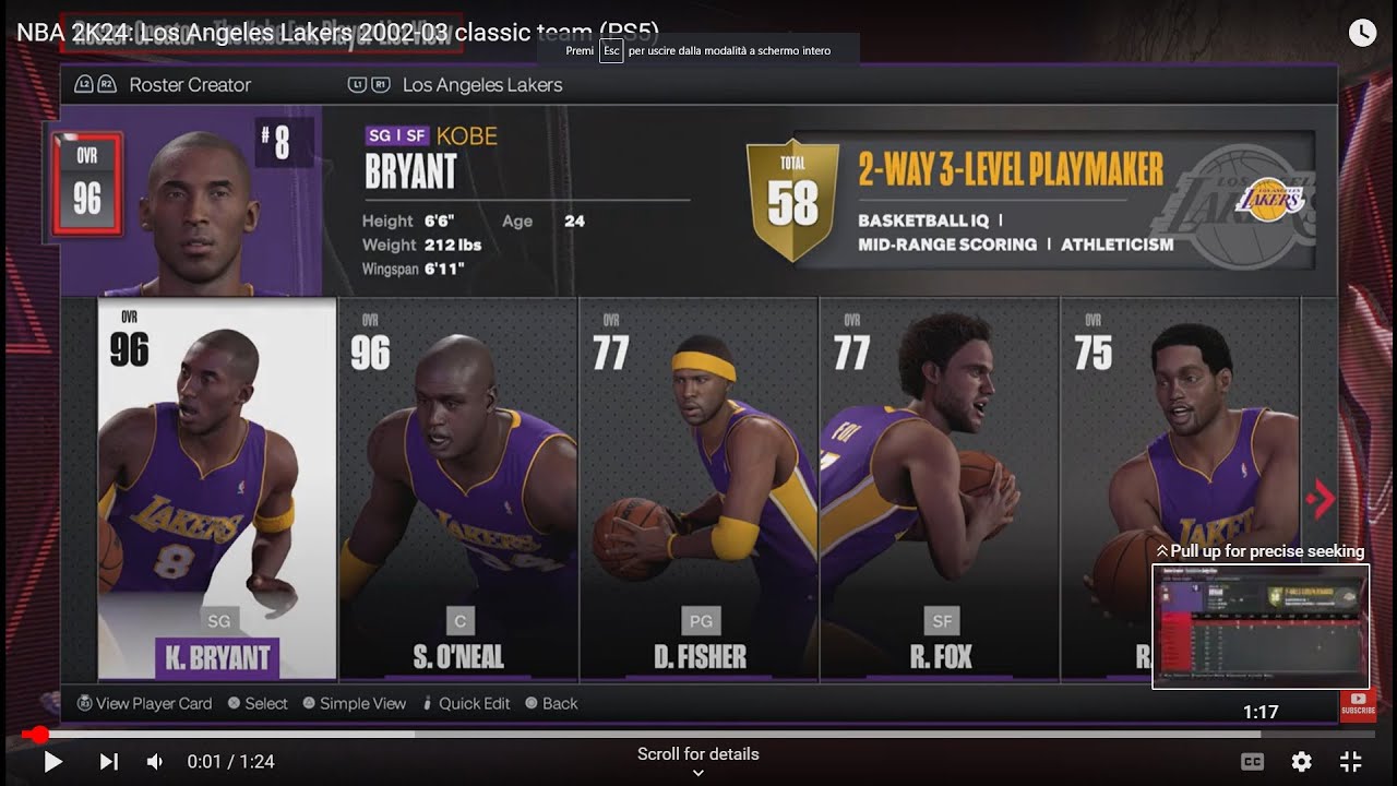 NBA 2K24: Los Angeles Lakers 2002-03 classic team (PS5) - YouTube