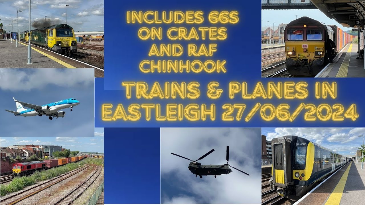 Trains & Planes In Eastleigh 27/06/2024 Including DB 66044 66098 66560 ...