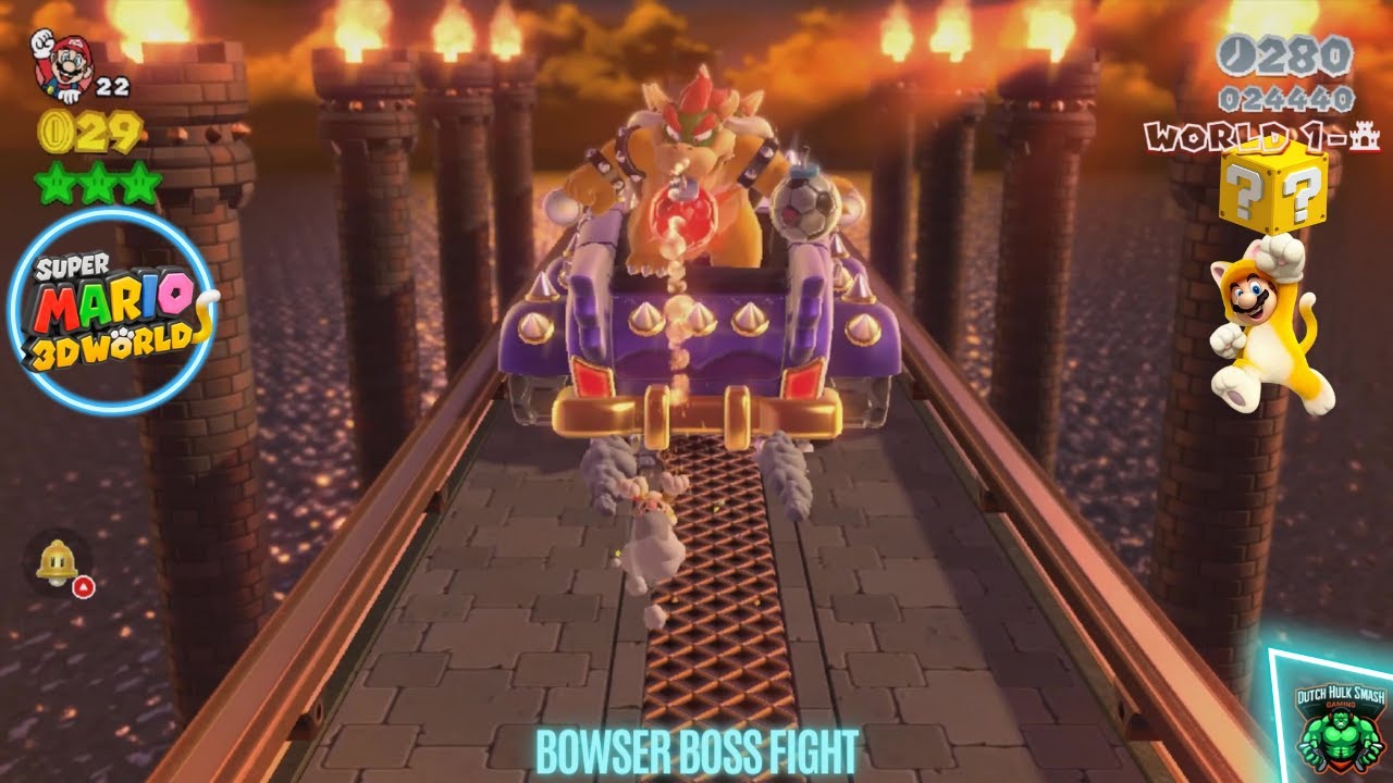 World 1-Castle: Bowser Boss Fight in Super Mario: 3D World - YouTube