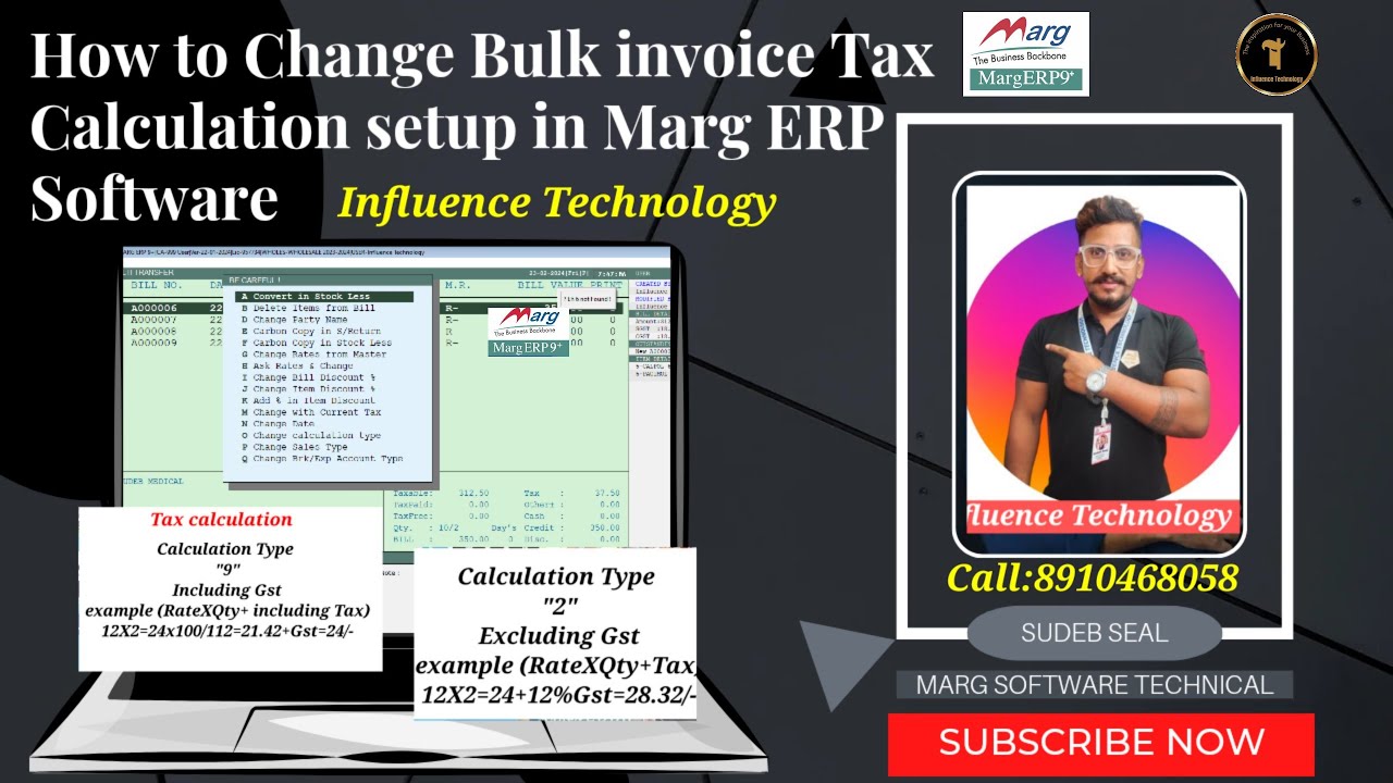How to Change Bulk invoice Tax Calculation setup in Marg ERP Software - YouTube