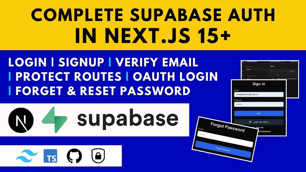 Complete Supabase Auth In Nextjs 15 Oauth Login Forget And Reset Password Supabase Rls