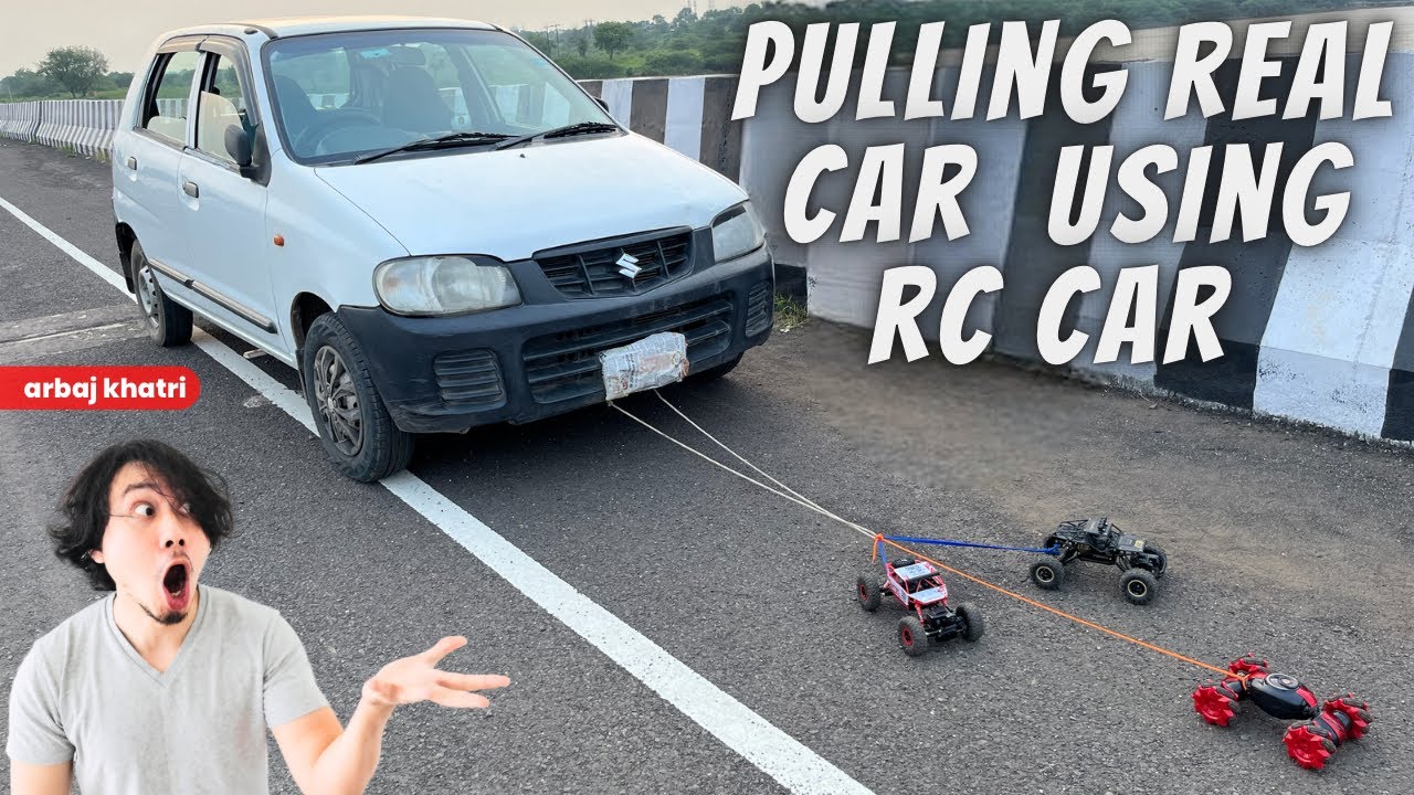 Pulling real car 🚗 with using rc cars 😲 || real car ko rc cars ne khich ...