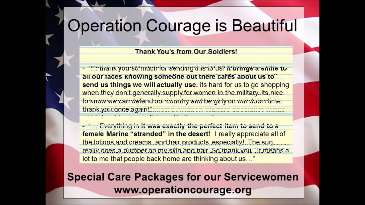 Operation Courage is Beautiful Care Packages for Women - YouTube