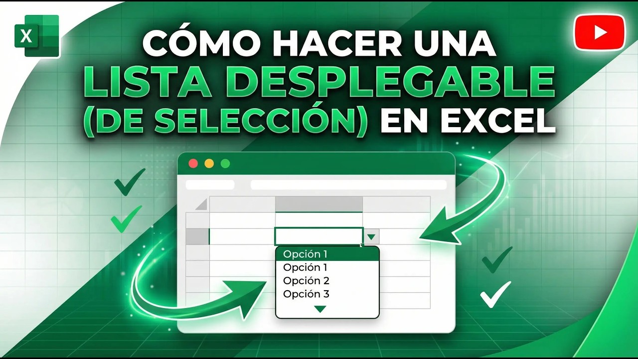 COMO HACER UNA LISTA DESPLEGABLE DE SELECCION EN EXCEL - YouTube
