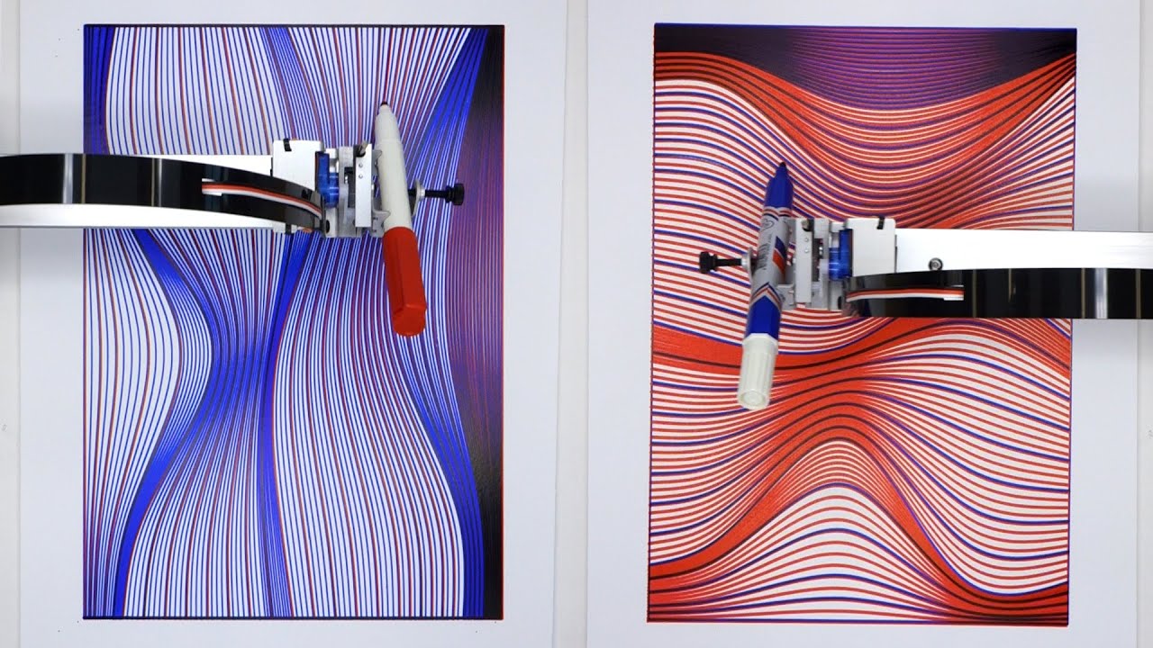 DRAWING MACHINE 05 | Color line drawing (Pen plotter art w/ AxiDraw V3 ...