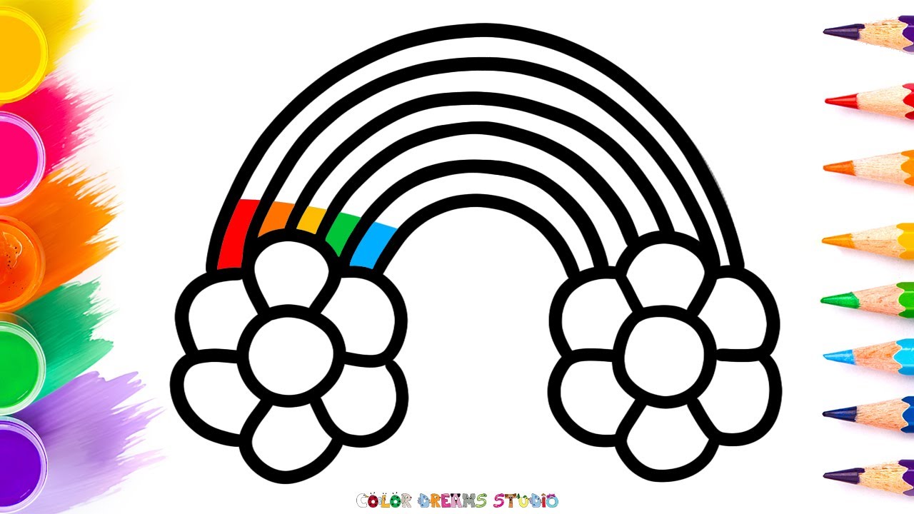 Drawing and Coloring A Rainbow Flower | Step by Step - YouTube