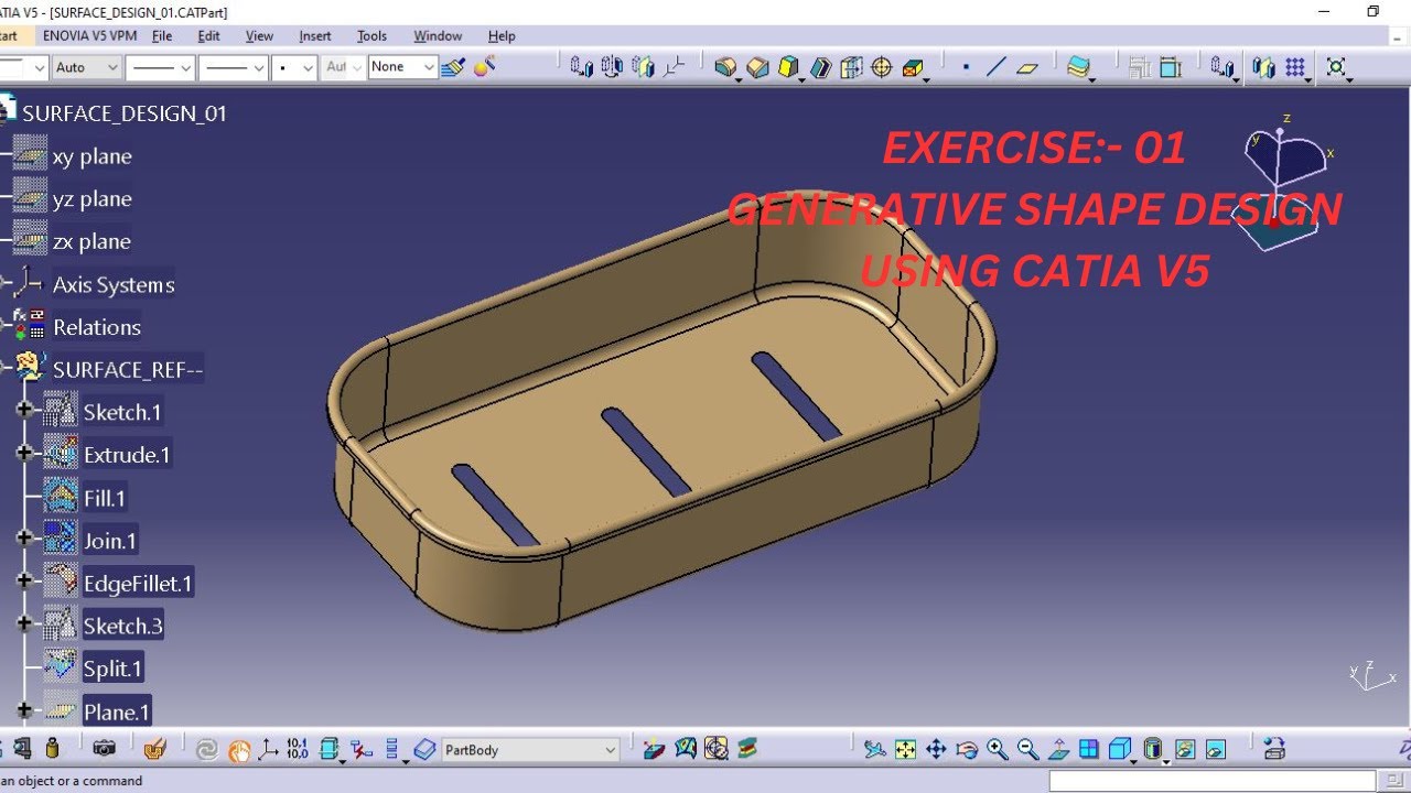 #EX:- 01 GENERATIVE SHAPE DESIGN USING CATIA - YouTube